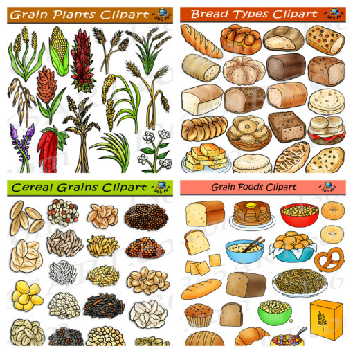 Grains Breads Cereals Clipart Bundle Set Download - Clipart 4 School