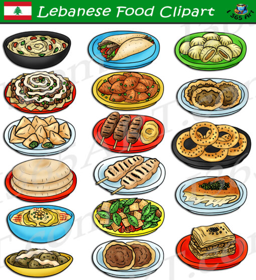 Lebanese Food Clipart Set Download - Clipart 4 School