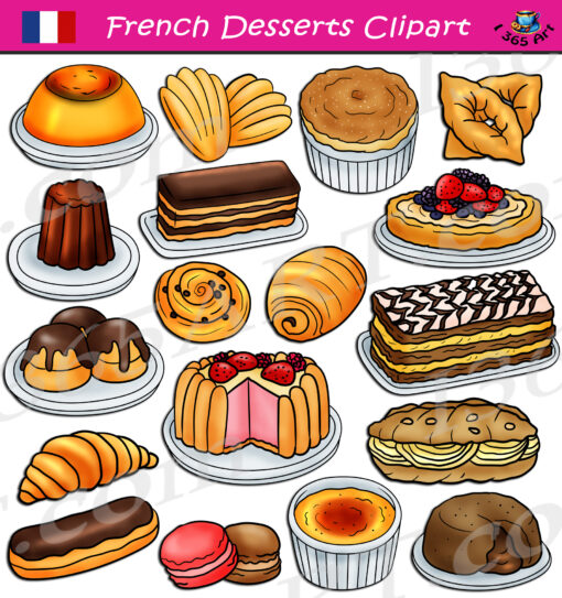 French Pastries Food Clipart Set Download - Clipart 4 School